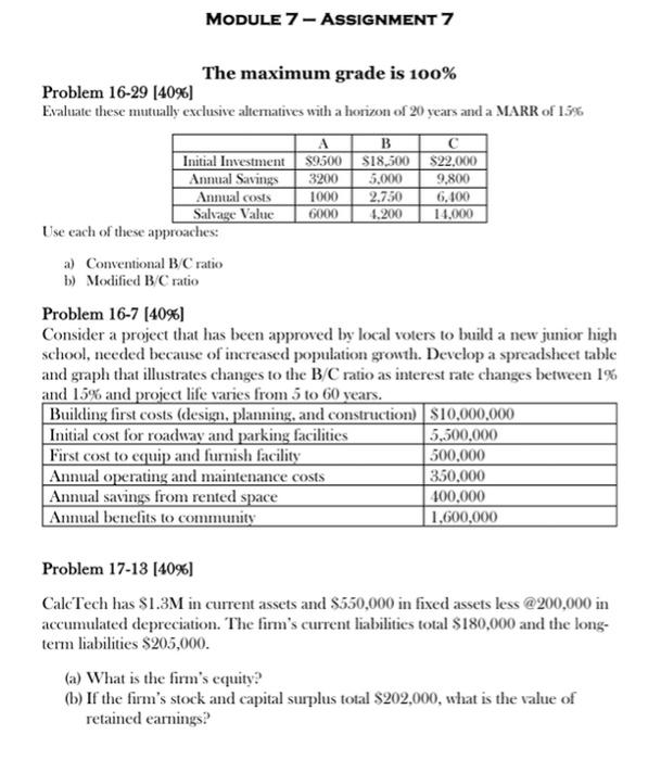 Solved MODULE 7 – ASSIGNMENT 7 The maximum grade is 100% | Chegg.com
