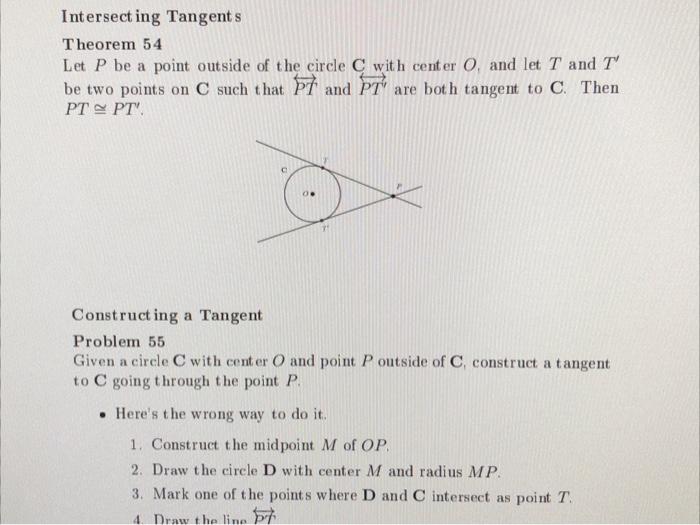 Solved Intersect ing Tangents Theorem 54 Let P be a point | Chegg.com