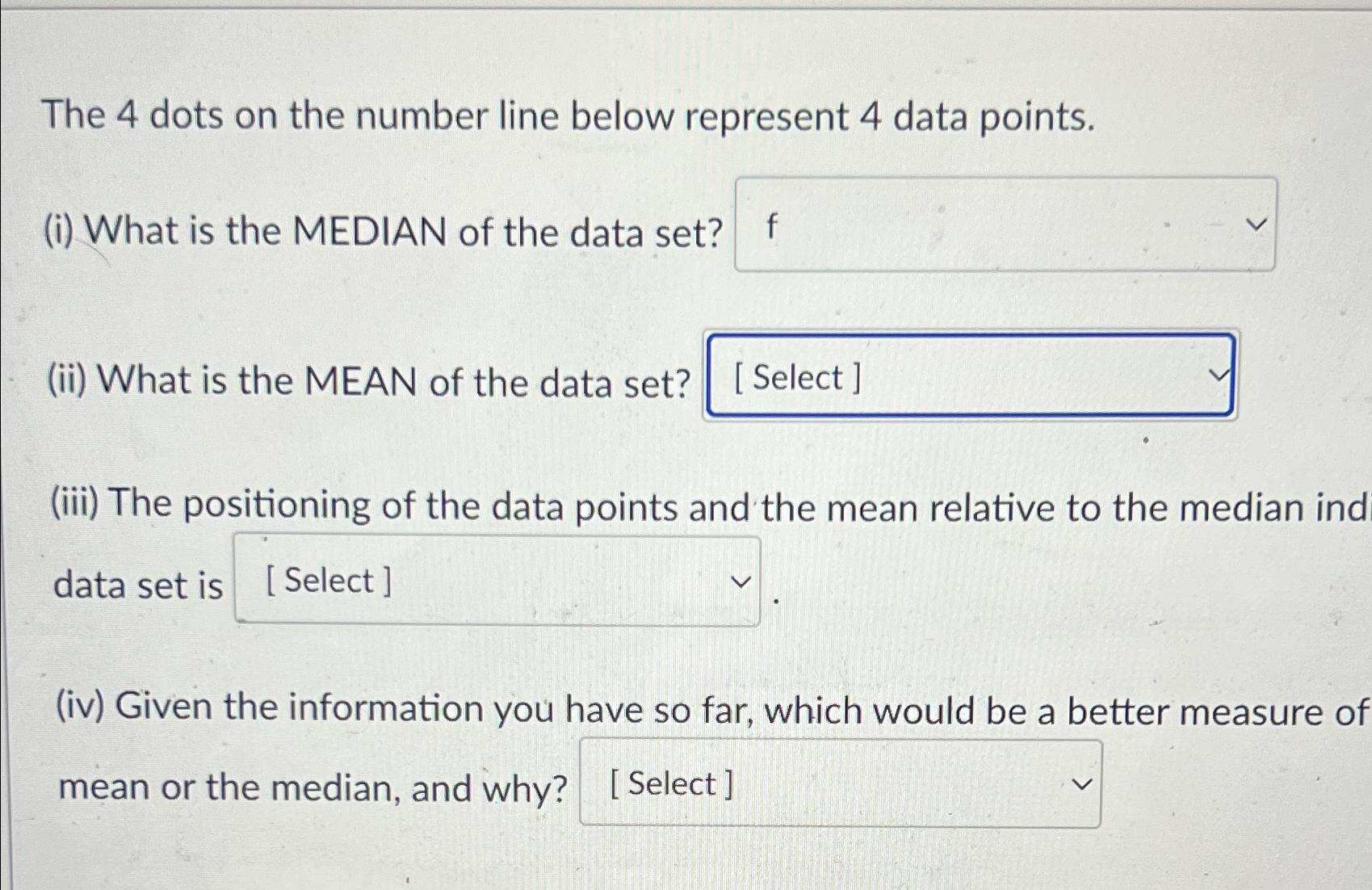 The 4 ﻿dots on the number line below represent 4 | Chegg.com