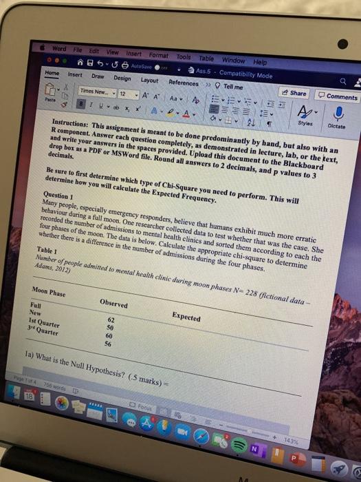 Solved Word Fle Ô Edit View insert Format Tools Table Window | Chegg.com