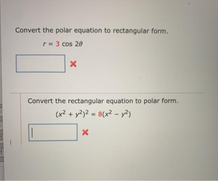 Solved Convert the polar equation to rectangular form. r = 3 | Chegg.com