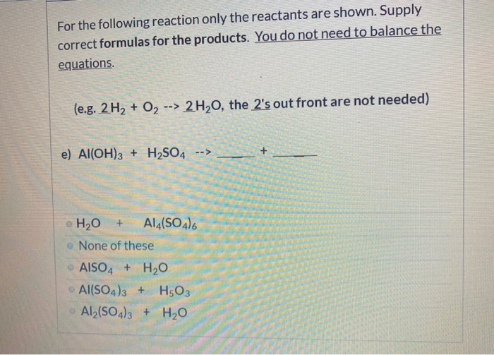 Solved For the following reaction only the reactants are | Chegg.com