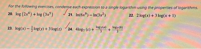 Solved For the following exercises, condense each expression | Chegg.com