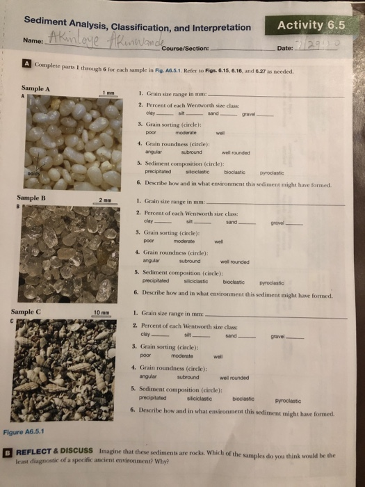 Solved Sediment Analysis, Classification, and Interpretation | Chegg.com