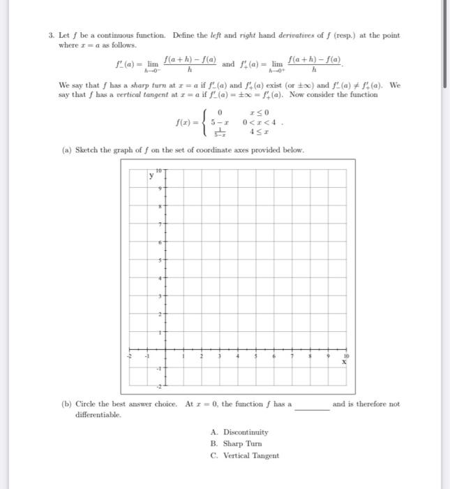 Solved 3. Let f be a continuous function. Define the left | Chegg.com