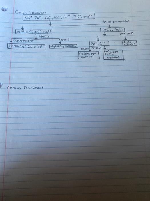 Solved this is what i have so far for the cation flowchart | Chegg.com