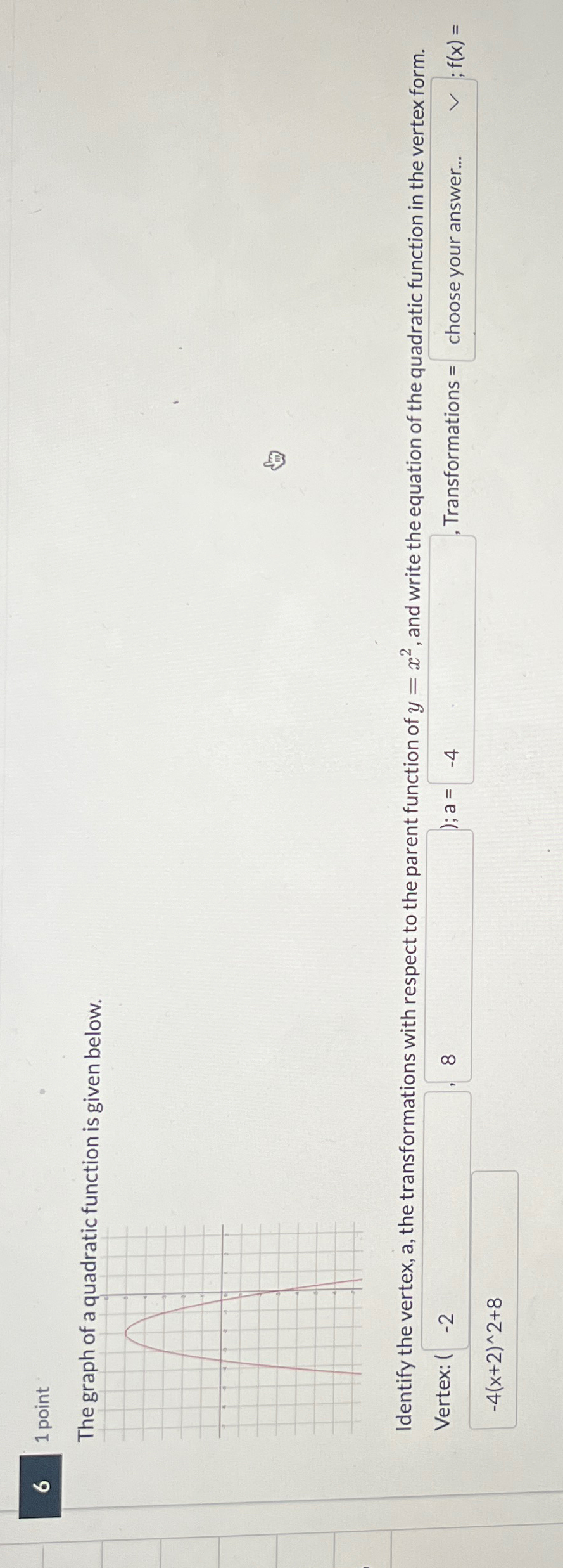 Solved 61 ﻿pointThe graph of a quadratic function is given | Chegg.com