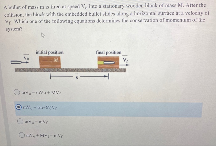 Solved A bullet of mass m is fired at speed V, into a | Chegg.com