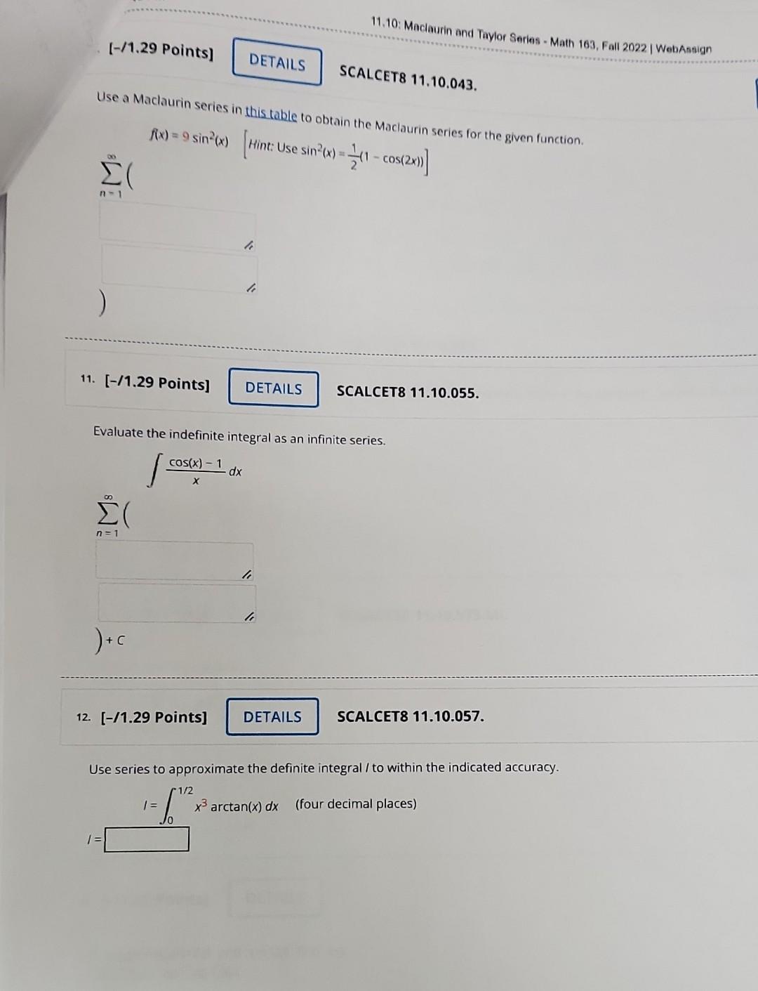 Solved SCALCET8 11,10.043. Use a Maclaurin series in this | Chegg.com