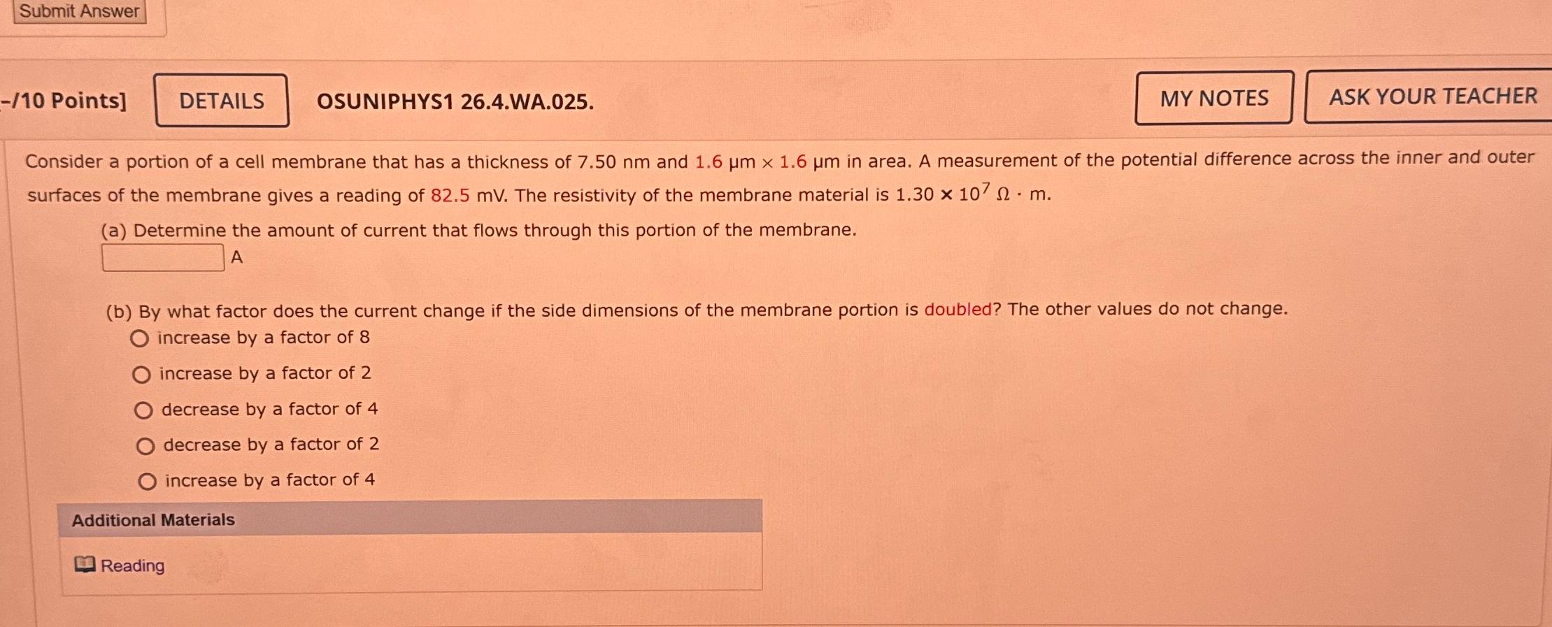 Solved -10 ﻿Points]OSUNIPHYS1 26.4.WA.025.Consider a portion | Chegg.com