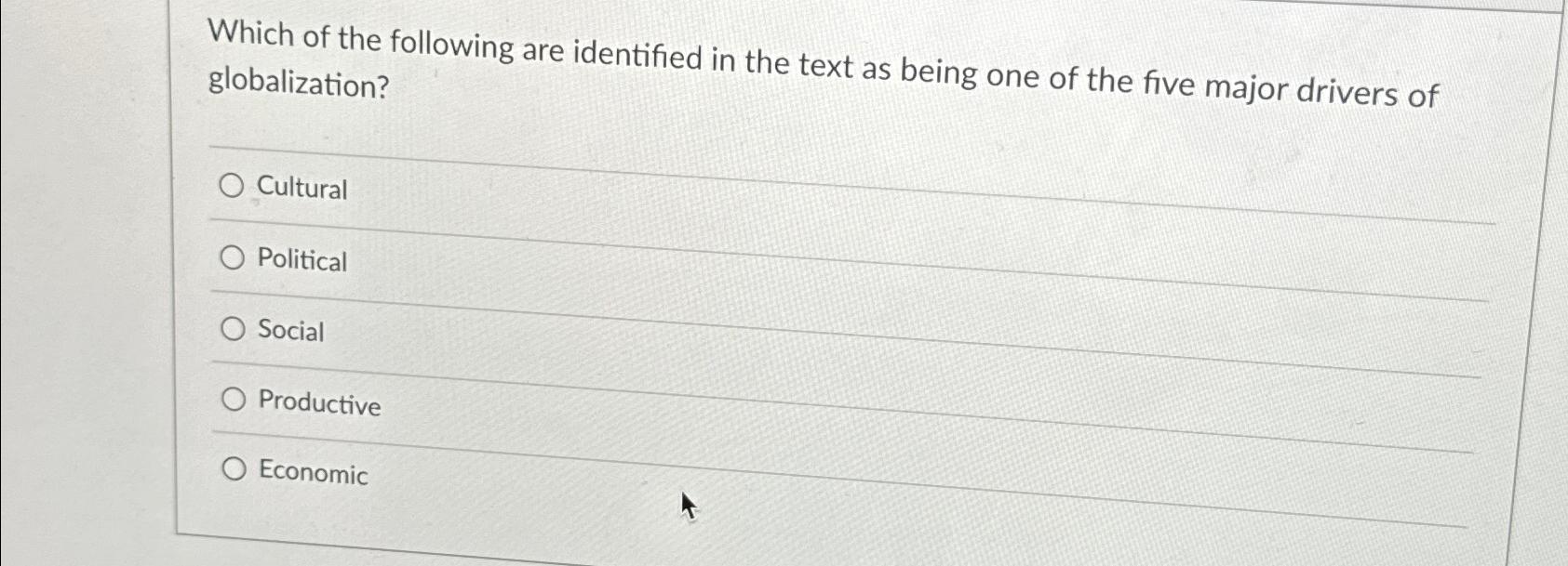 Solved Which of the following are identified in the text as | Chegg.com