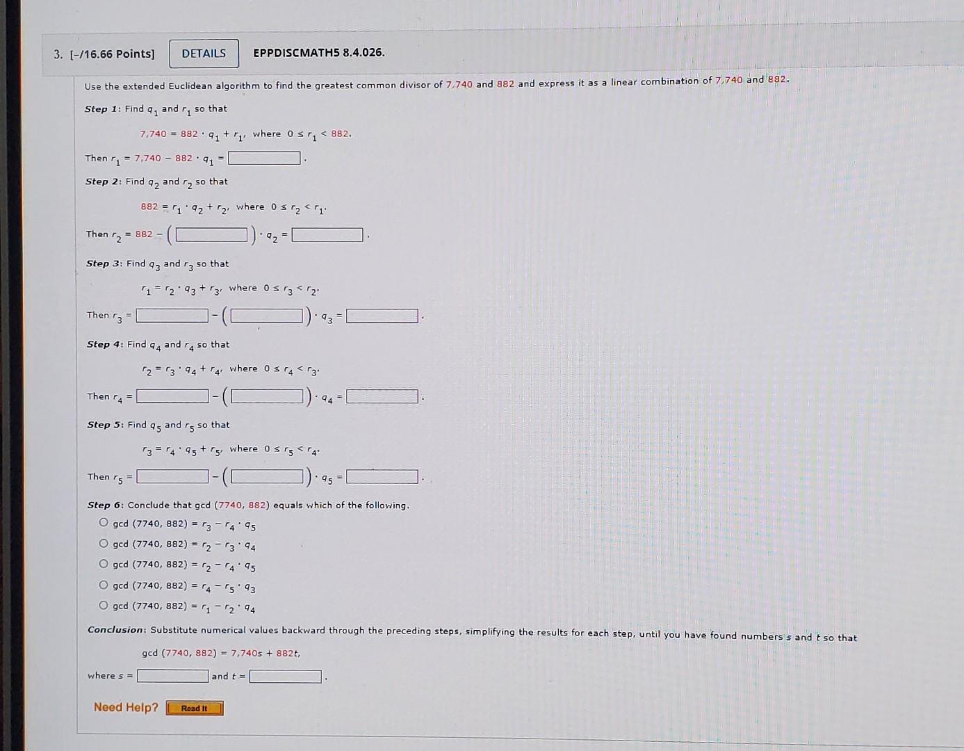 Solved 3. [-/16.66 Points] DETAILS EPPDISCMATHS 8.4.026. Use | Chegg.com