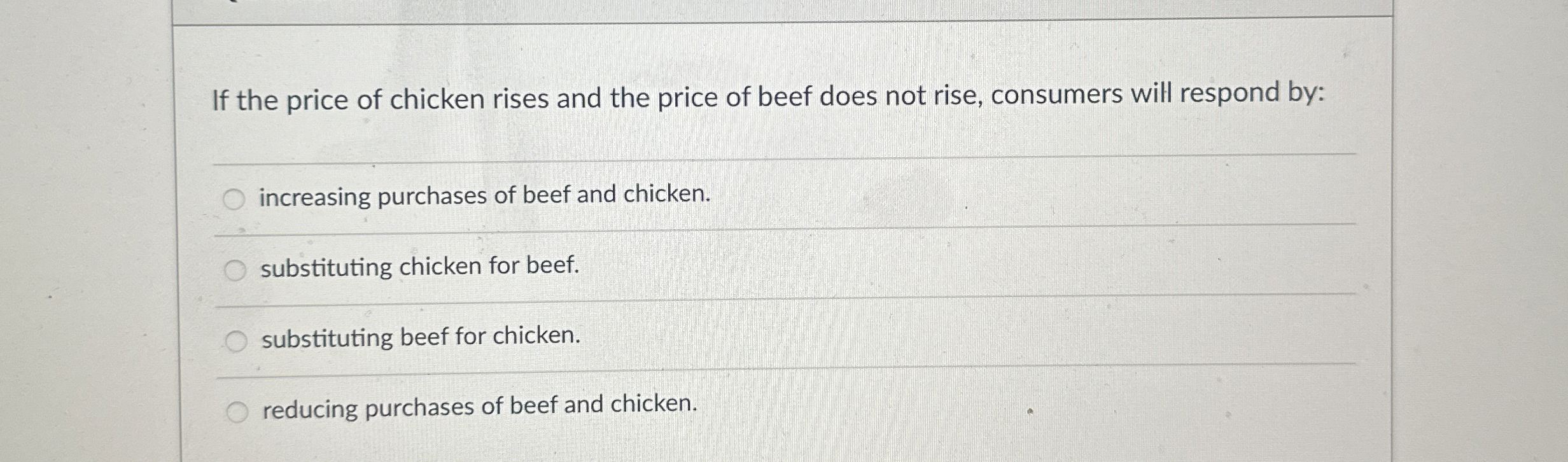 Solved If the price of chicken rises and the price of beef | Chegg.com