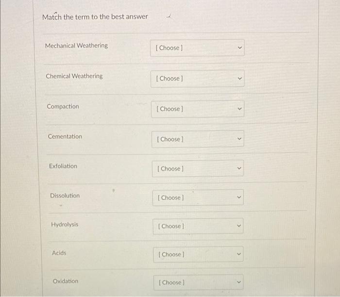 Solved Match the term to the best answer Mechanical | Chegg.com