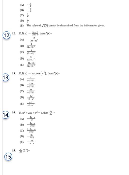 Solved 11. Let f be a differentiable function such that | Chegg.com