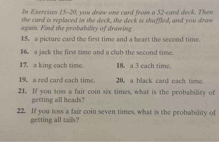 Solved In Exercises 15-20, you draw one card from a 52-card | Chegg.com