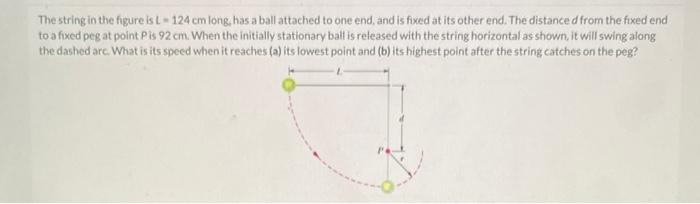 Solved The string in the figure is L=124 cm long, has a ball | Chegg.com