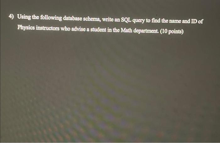 Solved 4 Using The Following Database Schema Write An Sql
