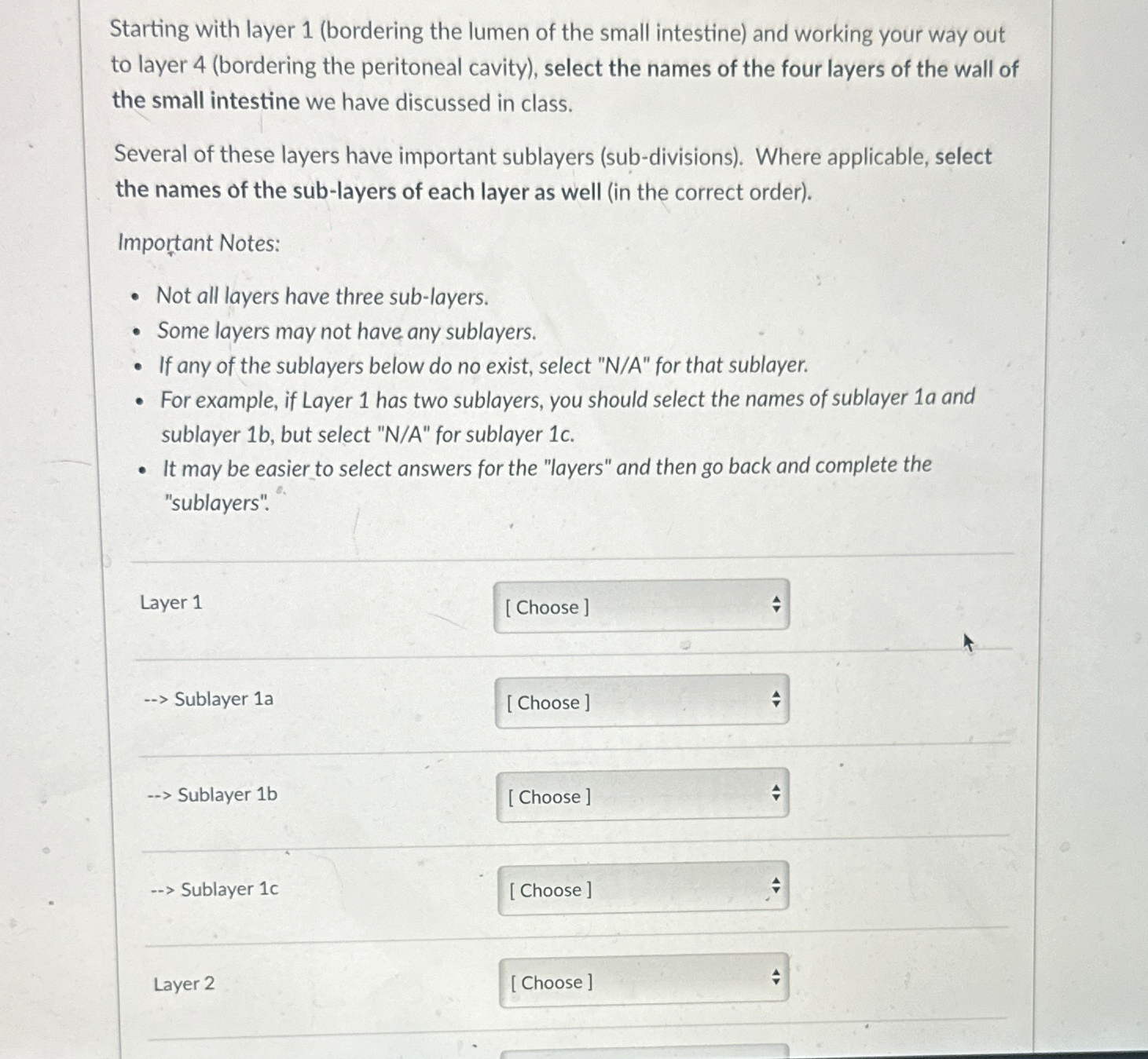 Solved Starting with layer 1 (bordering the lumen of the | Chegg.com