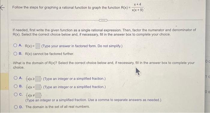 Solved Follow the steps for graphing a rational function to | Chegg.com