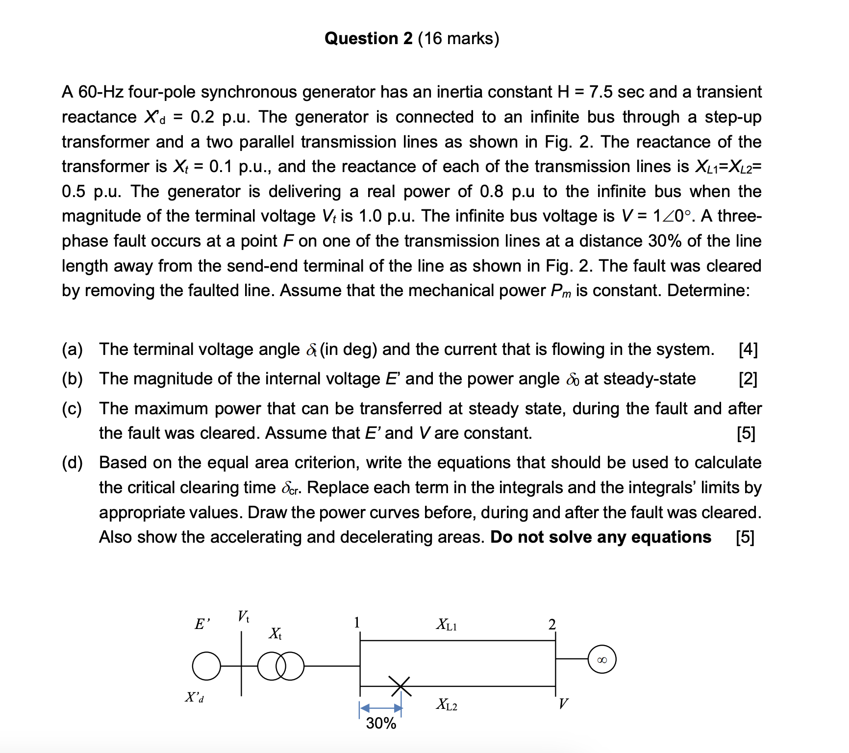 Solved Question 2 (16 ﻿marks)A 60-Hz ﻿four-pole synchronous | Chegg.com