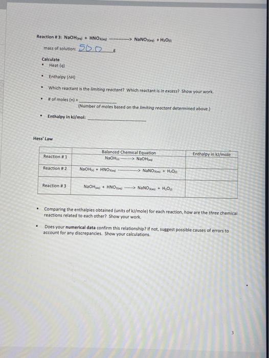 Solved Table 1: Dissolution of NaOH Table 2: NaOHHNO Table | Chegg.com
