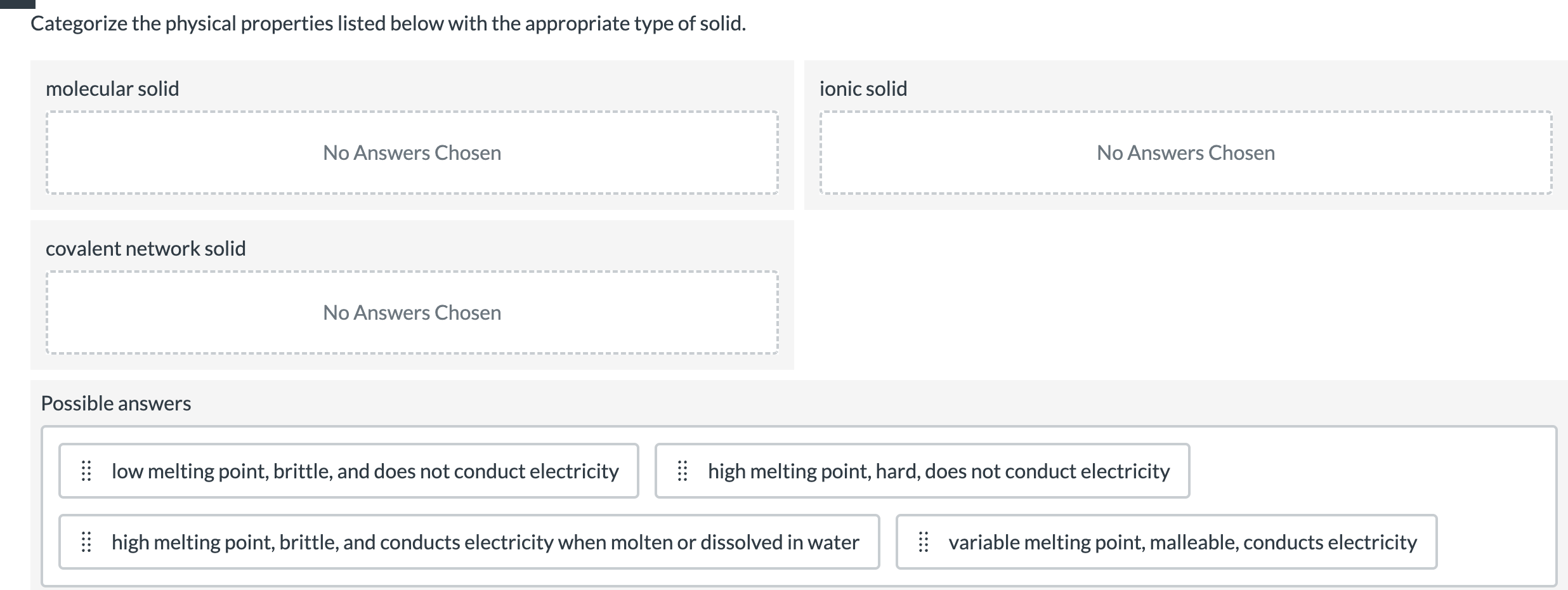 High Quality SOLUTION Categorize the physical properties listed below with | Chegg.com