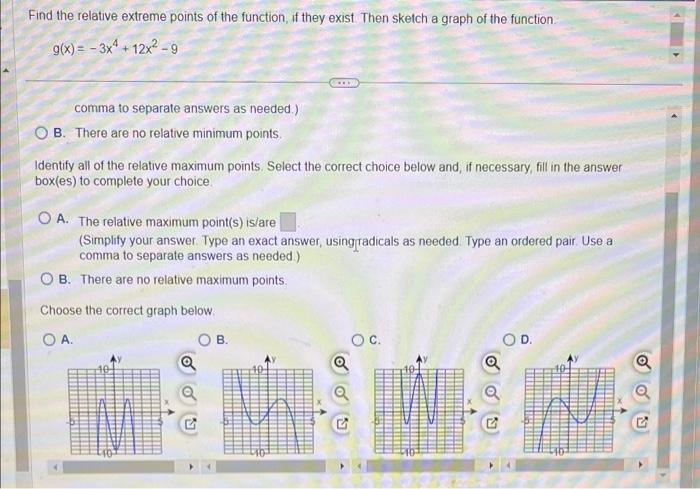 Solved Find the relative extreme points of the function, if | Chegg.com