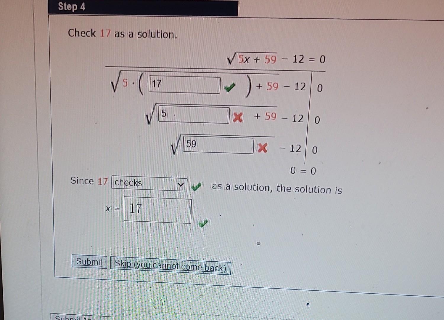Solved Check 17 as a solution. Since 17 as a solution, the | Chegg.com