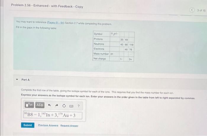 Solved Part F Complete the first row of the table. Symbol | Chegg.com