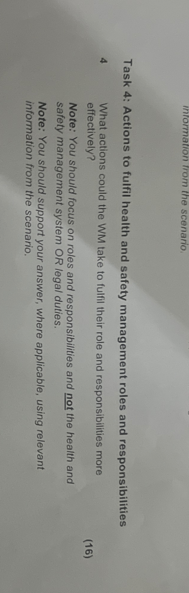 Solved Task 4: Actions to fulfil health and safety | Chegg.com