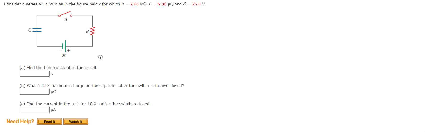 Solved Consider a series RC ﻿circuit as in the figure below | Chegg.com