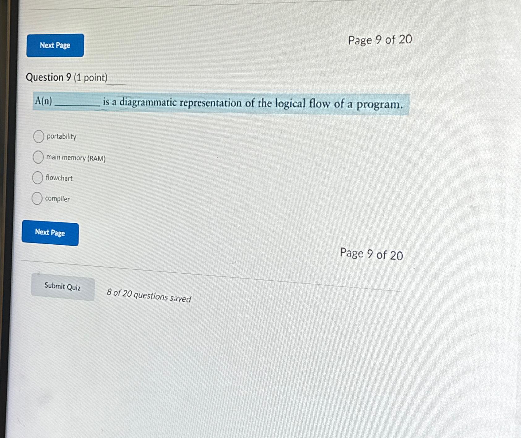 Solved Page 9 ﻿of 20Question 9 (1 ﻿point)A(n) ﻿is a | Chegg.com