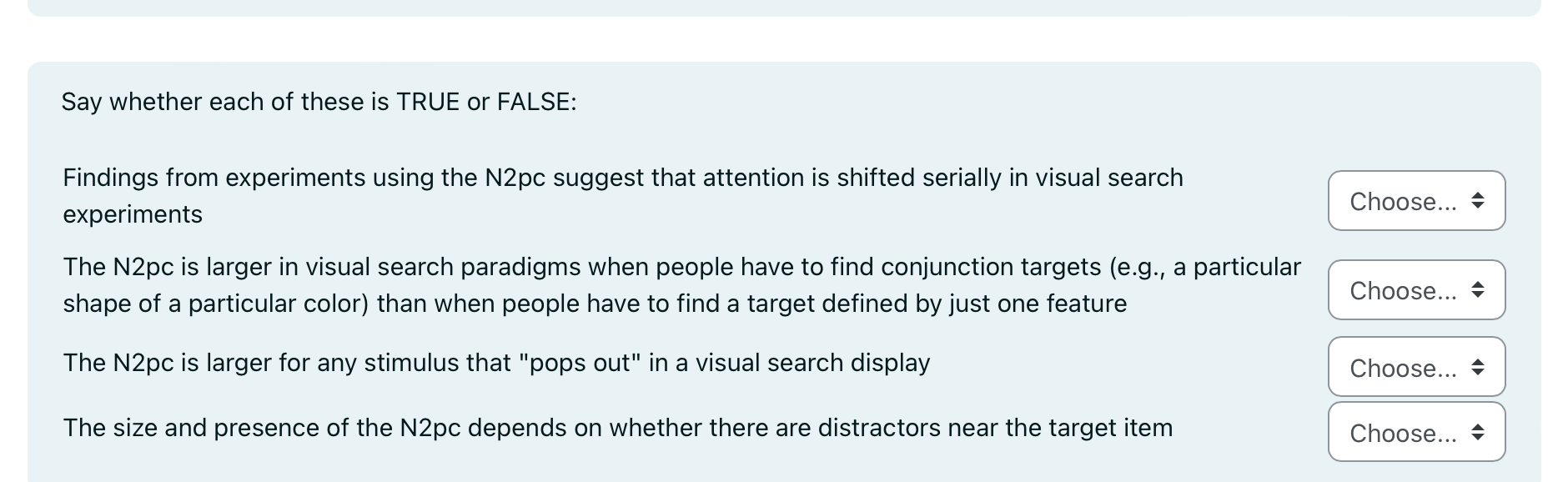 Solved Say whether each of these is TRUE or FALSE:Findings | Chegg.com