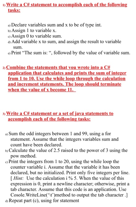 Solved 1 Write A C Statement To Accomplish Each Of The