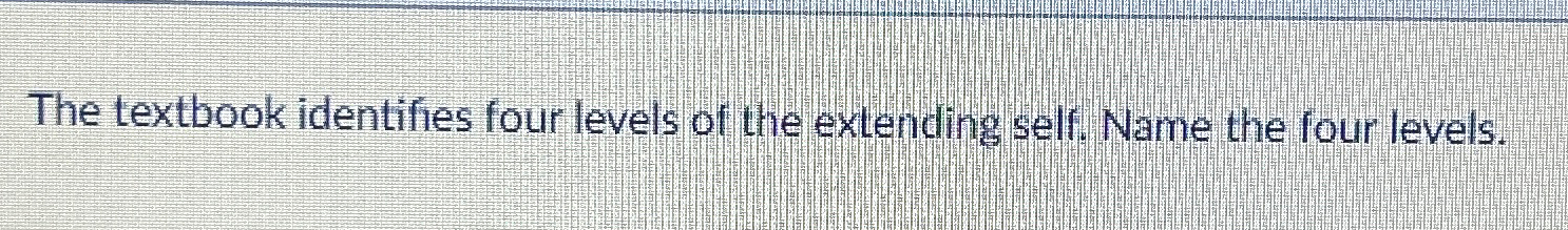 Solved The textbook identifies four levels of the extending | Chegg.com