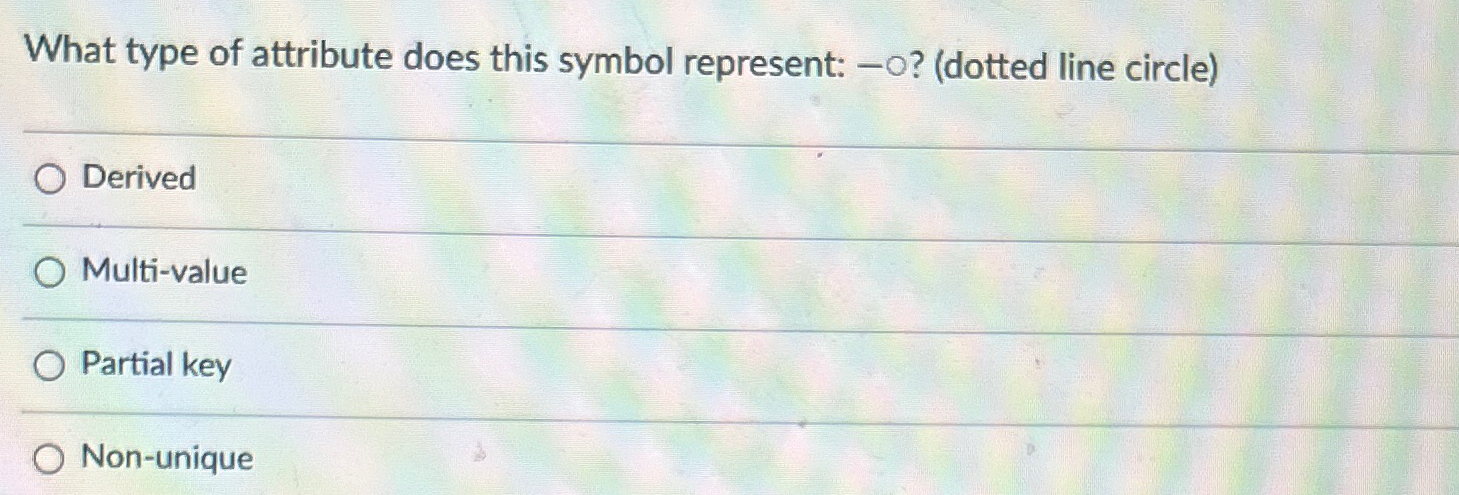 Solved What type of attribute does this symbol represent: | Chegg.com