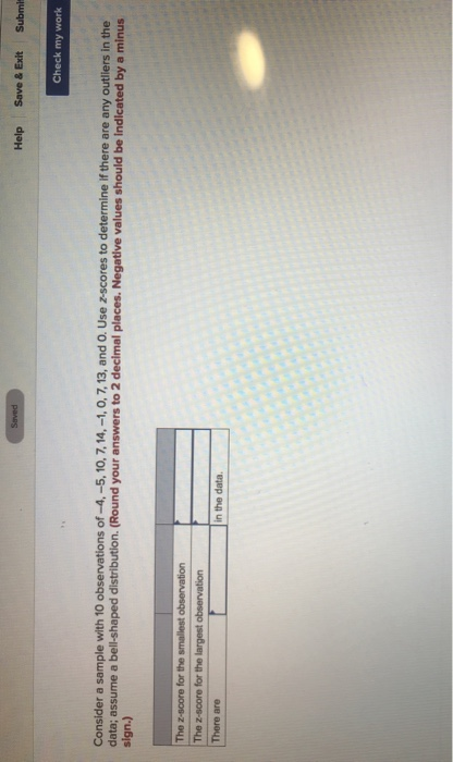 Solved Saved Help Save & Exit Submi Check my work Consider a | Chegg.com