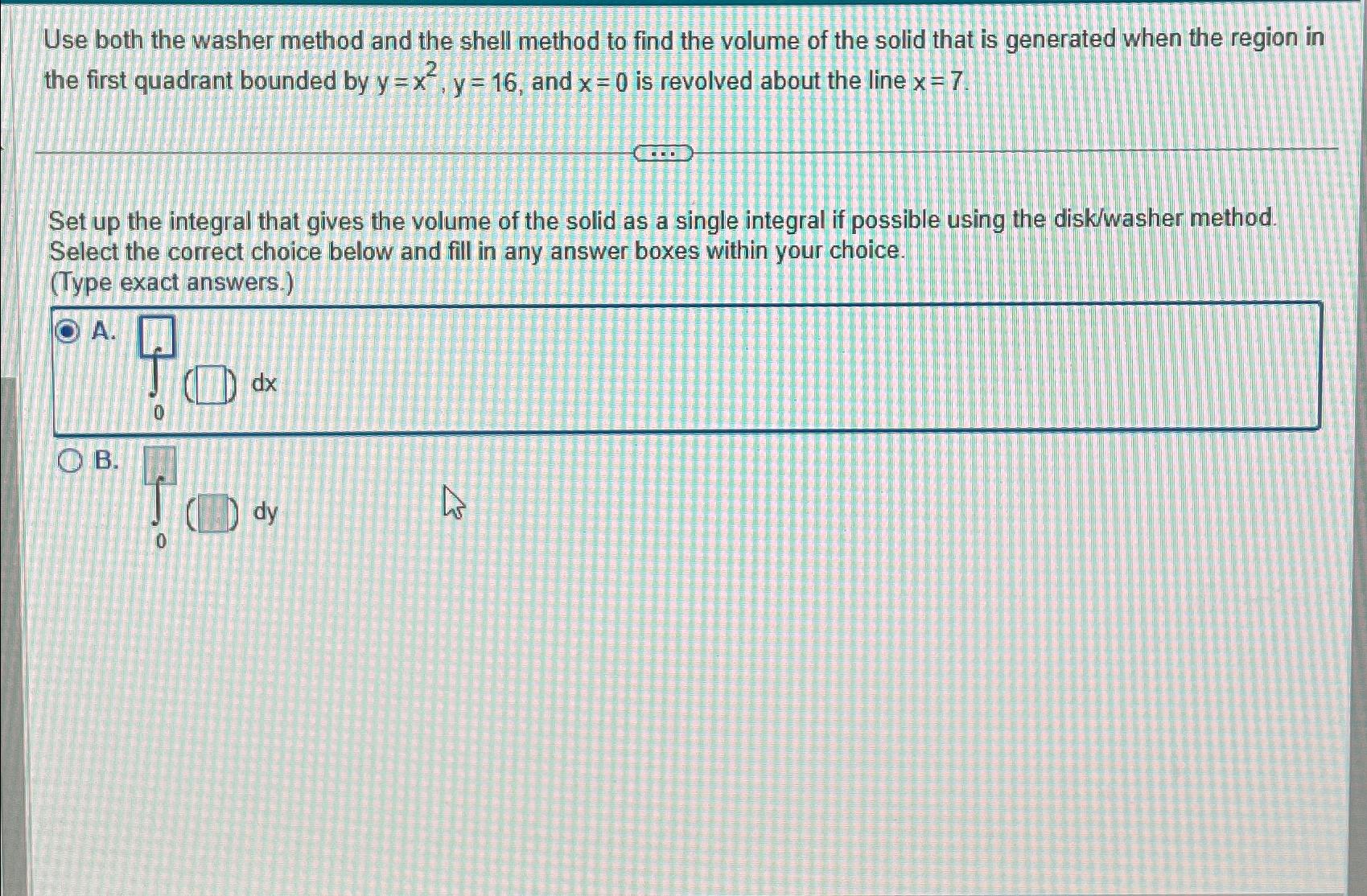Solved Use both the washer method and the shell method to | Chegg.com
