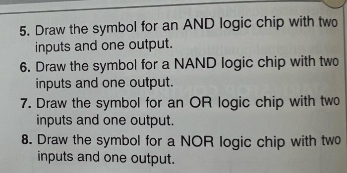 Solved 5. Draw the symbol for an AND logic chip with two | Chegg.com