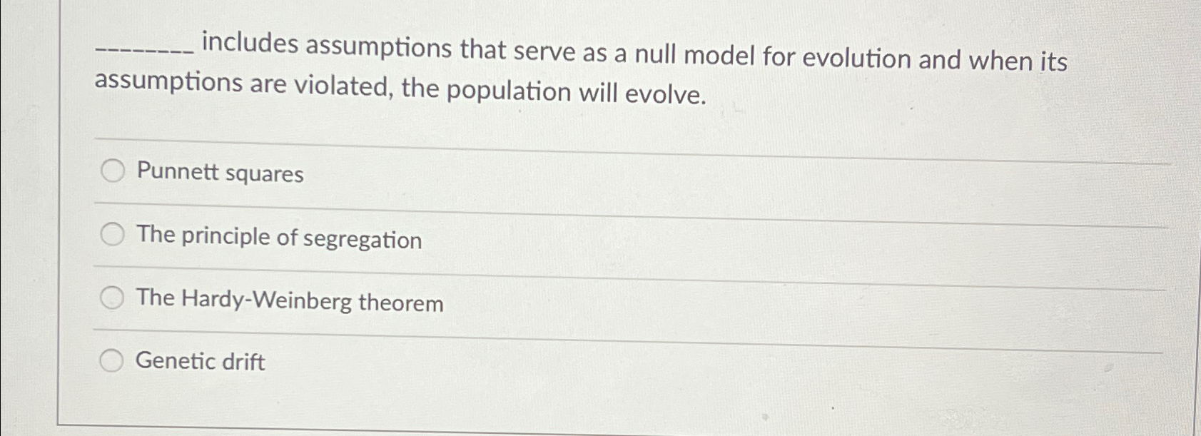 Solved includes assumptions that serve as a null model for | Chegg.com
