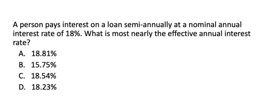Solved A person pays interest on a loan semi-annually at a | Chegg.com