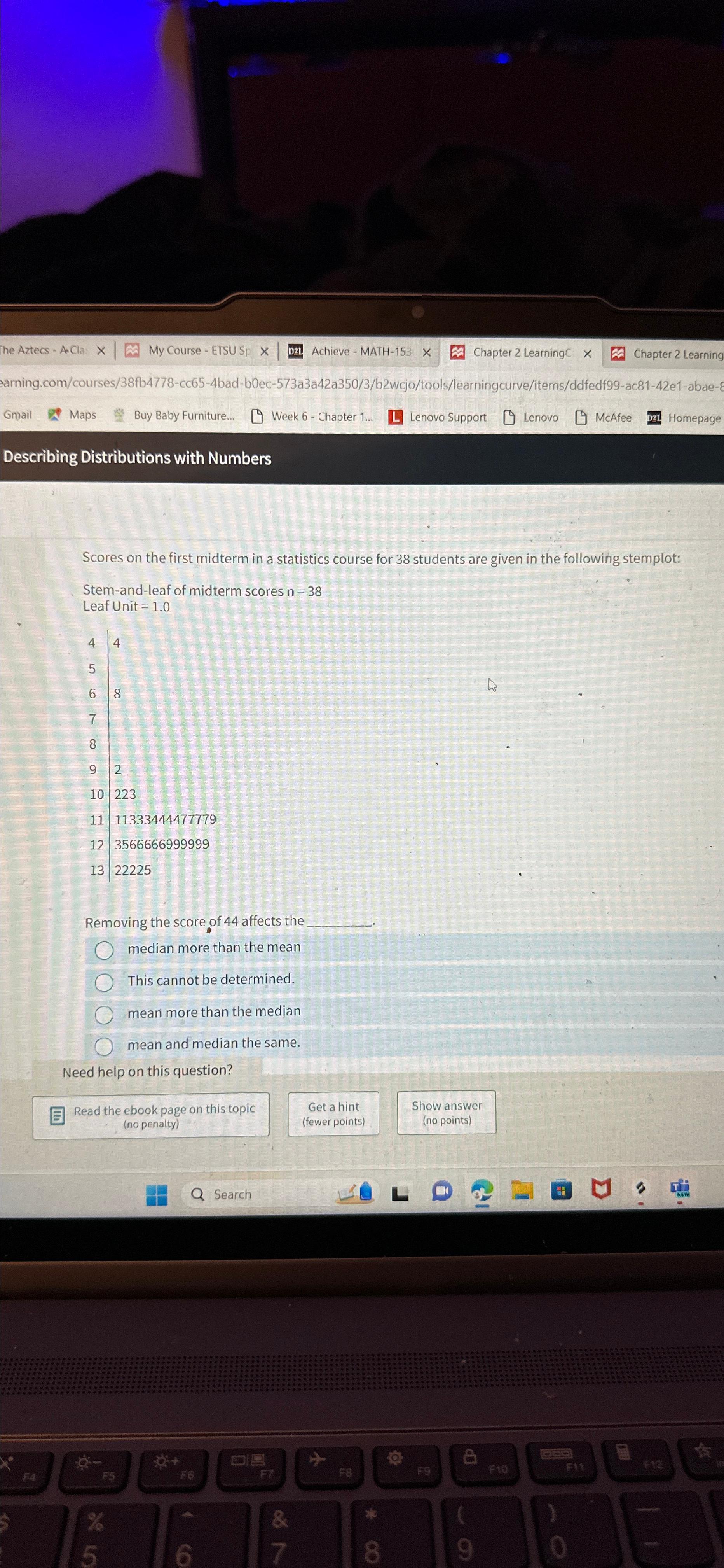 Solved Scores on the first midterm in a statistics course | Chegg.com