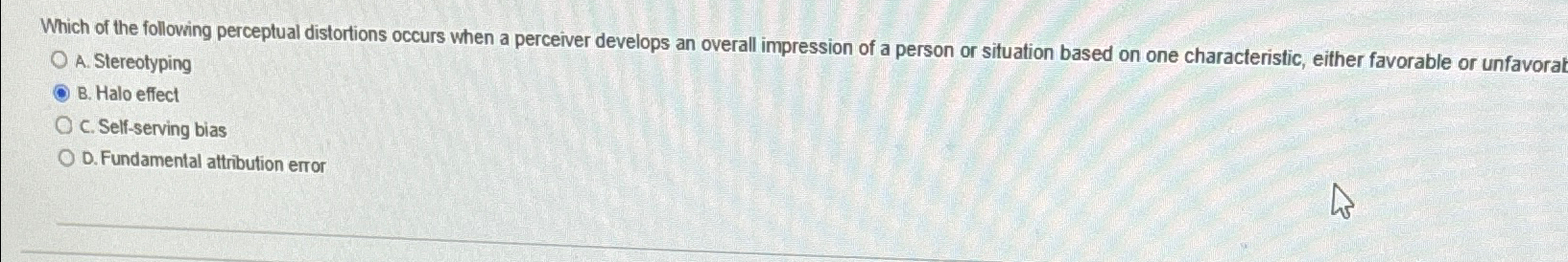 Solved Which of the following perceptual distortions occurs | Chegg.com