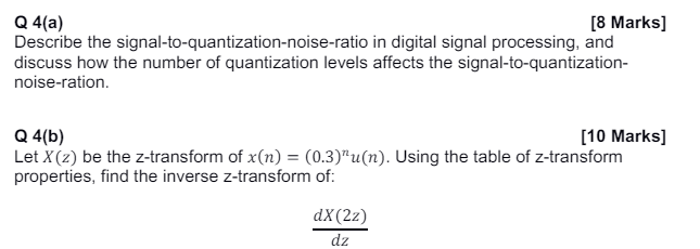 Solved Q 4(a)[8 ﻿Marks]Describe the | Chegg.com