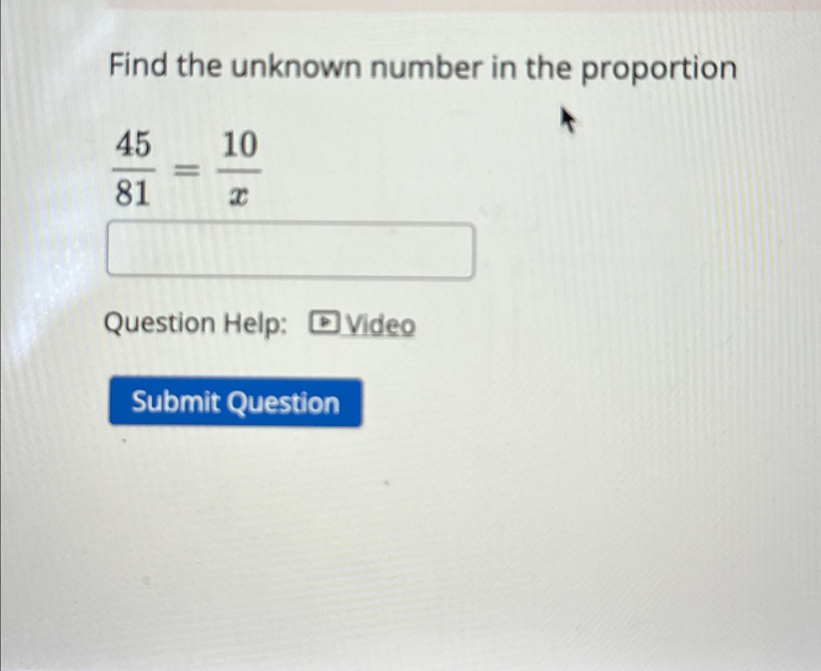 Solved Find the unknown number in the | Chegg.com