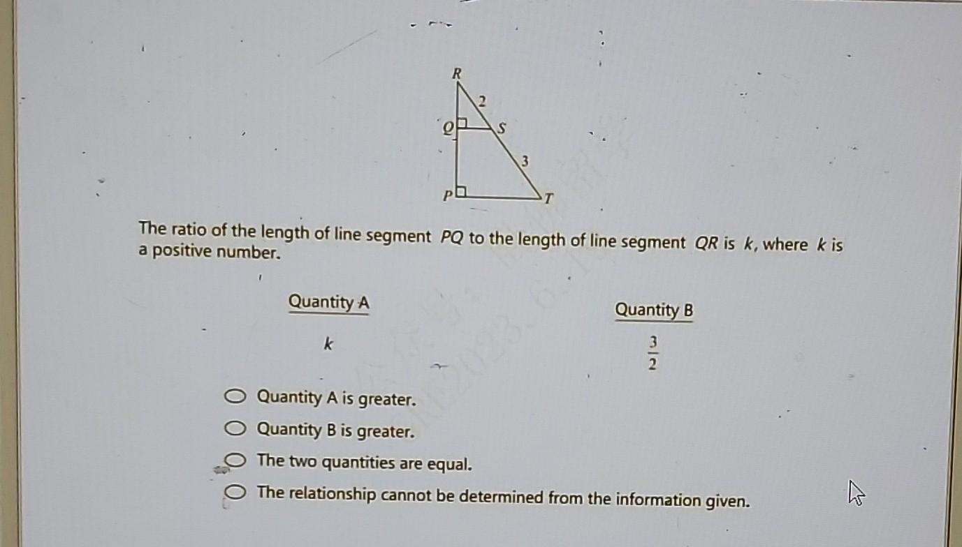 Solved The ratio of the length of line segment PQ to the | Chegg.com