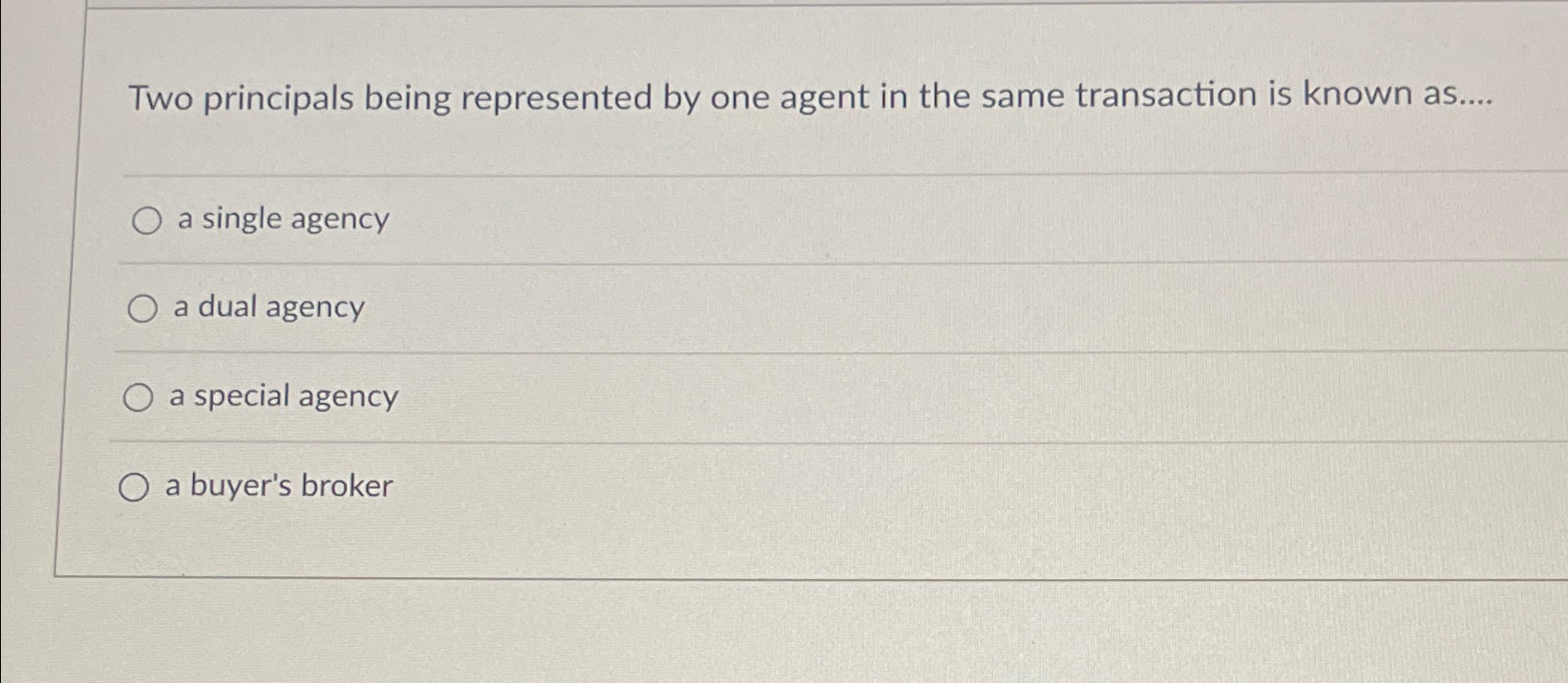 Solved Two principals being represented by one agent in the | Chegg.com