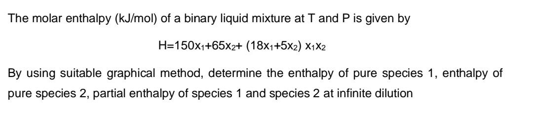 Solved The molar enthalpy (kJ/mol) of a binary liquid | Chegg.com