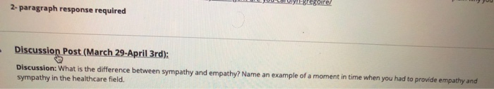 Solved 2. paragraph response required Discussion Post (March | Chegg.com